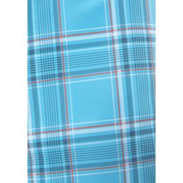 H.I.S. Badeshorts H.I.S "Karo", Herren, Gr. M (50), Lang, blau (hellblau (langgröße)), Microfaser, Microfaser, Polyester, kariert, Badehosen, mit kontrastfarbiger Kordel