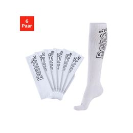 Kniestrümpfe Bench., Herren, Gr. 35-38, weiß (6x weiß), Baumwollmischung, unifarben, elastisch, Socken, mit antibakterieller Feuchtigkeitsregulierung