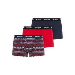 Trunk HUGO UNDERWEAR "TRUNK TRIPLET DESIGN", Herren, Gr. L (52), open miscellaneous 981, Jersey, Obermaterial: 95% Baumwolle, 5% Elasthan, eng, Unterhosen, mit Logobund