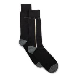 Businesssocken BOSS "2P RS Iconic CC", Herren, Gr. 39-42, schwarz (schwarz 001), Baumwollmischung, unifarben, elastisch, Socken, mit Kontraststreifen an der Seite