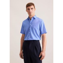 Businesshemd Seidensticker "Schwarze Rose", Herren, Gr. 6XL (54), normale &Auml;rmell&auml;ngen, blau (mittelblau), 100% Baumwolle, unifarben, regular fit, gerader Abschluss, Hemden, Regular 1/2 Kentkragen Uni