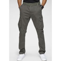 H.I.S. Cargohose H.I.S, Herren, Gr. 33, N-Gr, grün (olivgrün), Web, Obermaterial: 98% Baumwolle, 2% Elasthan, unifarben, Casual, regular fit lang, Hosen