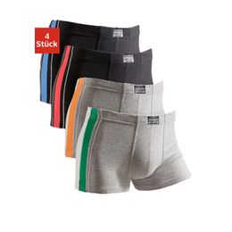 Boxer AUTHENTIC UNDERWEAR "Boxershorts für Herren", Herren, Gr. 3, grau (grau, meliert, grau, meliert, schwarz, schwarz), Jersey, Obermaterial: 95% Baumwolle, 5% Elasthan, unifarben, Unterhosen, mit kontrastfarbigen Streifen seitlich