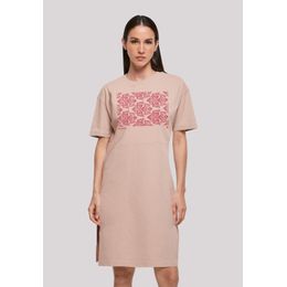Shirtkleid F4NT4STIC "Muster Blumen Rot", Damen, Gr. S, rosa (duskrose), Obermaterial: 100% Baumwolle, oversize, Rundhals, ohne Bündchen, Kleider Shirtkleid, Print