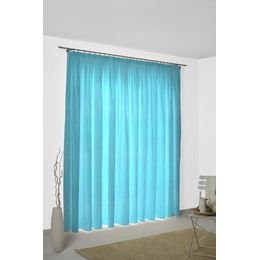 Vorhang WIRTH "Lahnstein" Gr. 1, blau (türkis), B:132cm H:145cm, Polyester, Gardinen