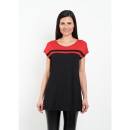 T-Shirt Seidel Moden "Exklusiv bei OTTO", Damen, Gr. 52, rot, Jersey, Obermaterial: 94% Viskose, 6% Elasthan, colorblocking, unifarben mit Farbeins&auml;tzen, normal Po-bedeckend, Rundhals, Shirts T-Shirt, Long-Top mit Colorblocking - MADE IN GERMANY
