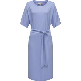 Shirtkleid Ragwear "Pallerma", Damen, Gr. S (36), Normalgrößen, blau, Material: 70% Modal, 30% Polyester, Basic, figurbetont knielang, Rundhals, Ärmel ohne Ärmelschlitz normaler Saum, Kleider, stylisches Sommerkleid mit Bindeband an der Taille
