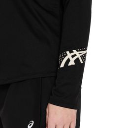 Laufshirt asics "asics ICON 1/2 ZIP LS TOP", Damen, Gr. L, schwarz (performance schwarz), Obermaterial: 100% Polyester, Sportlich, Shirts