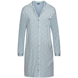 Umstandsnachthemd Vivance Dreams, Damen, Gr. 40/42, N-Gr, blau (hellblau, gemustert), Single Jersey, Obermaterial: 95% Viskose, 5% Elasthan, gemustert, bequem kurz, V-Ausschnitt, eingesetzt Manschette, Kleider, Sch&ouml;ner Allover-Print