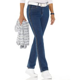Bequeme Jeans Casual Looks, Damen, Gr. 20, Kurzgrößen, blau (blau, stone, washed), 81% Baumwolle, 17% Polyester, 2% Elasthan, unifarben, lang, Jeans