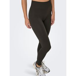 Trainingstights Only Play "ONPJAIA LIFE HW LOUNGE", Damen, Gr. XS, N-Gr, braun (chocolate torte), Rippware, Obermaterial: 75% Nylon, 15% Polyamid, 10% Elasthan, unifarben, bequem knöchellang, Hosen, in gerippter Struktur