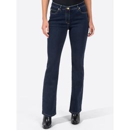 Bootcut-Jeans Inspirationen, Damen, Gr. 48, Normalgrößen, blau (dunkelblau), 81% Baumwolle, 17% Polyester, 2% Elasthan, unifarben, lang, Jeans