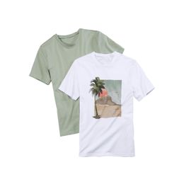 Beach Time T-Shirt BEACHTIME, Herren, Gr. S, grün (mint, bedruckt), Jersey, Obermaterial: 100% Baumwolle, bedruckt, Casual, regular fit, Rundhals, Shirts, Freizeitshirt mit Rundhals und Frontprint aus reiner Baumwolle