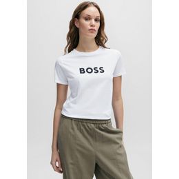 T-Shirt BOSS Orange "C_Elogo_5", Damen, Gr. L (40), wei&szlig; (wei&szlig; 100), Jersey, Obermaterial: 100% Baumwolle, unifarben, regular fit h&uuml;ftlang, Rundhals, eingesetzt eingefasste Kante, Shirts T-Shirt, mit BOSS-Schriftzug