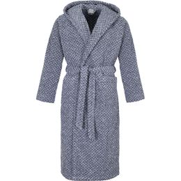 Möve Unisex-Bademantel MÖVE "Brooklyn, ideal für Sauna & Spa, Hotelbademantel, Morgenmantel" Gr. L, blau (nature, deep sea), L:130cm, Obermaterial: 85% Baumwolle, 10% Viskose, 5% Leinen, Hausmäntel