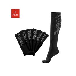 Kniestrümpfe Bench., Herren, Gr. 39-42, schwarz (6x schwarz), Baumwollmischung, unifarben, elastisch, Socken, mit antibakterieller Feuchtigkeitsregulierung
