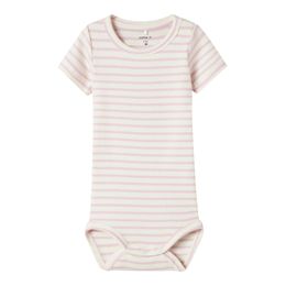 Kurzarmbody name it "NBNBANI SS BODY NOOS", Baby, Gr. 62, N-Gr, winsome orchid (blank), Sweatware, Obermaterial: 57% Baumwolle, 38% Modal, 5% Elasthan, unifarben, regular fit normal, Rundhals, Bodys