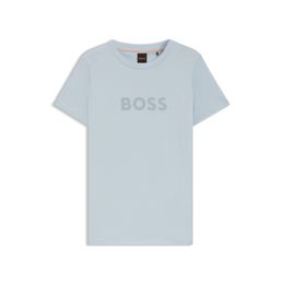 T-Shirt BOSS Orange "C_Elogo_5", Damen, Gr. L (40), pastellblau, Jersey, Obermaterial: 100% Baumwolle, Casual, regular fit hüftlang, Rundhals, eingesetzt eingefasste Kante, Shirts, mit BOSS-Schriftzug