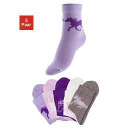 H.I.S. Socken H.I.S, Kinder, Gr. 31-34, bunt (bunt, gemustert), Baumwollmischung, uni und gemustert, elastisch, Socken, mit Pferdemotiven