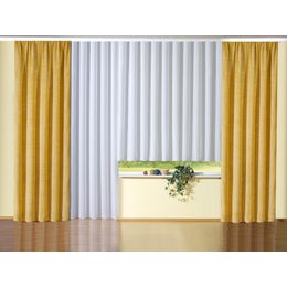 Vorhang WIRTH "Warnow" Gr. 11, gelb, B:132cm H:160cm, Chenille, Polyacryl, Gardinen, 270 g/m2