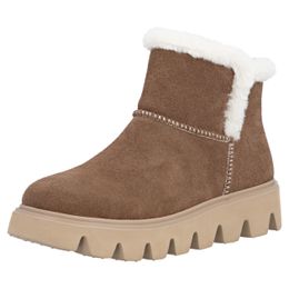 Winterboots Rieker EVOLUTION, Damen, Gr. 37, braun (braun, beige), Textil, Veloursleder, Schuhe, Plateaustiefel, Schlupfschuh mit Innenreißverschluss