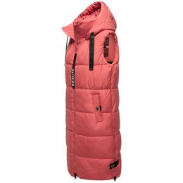 Steppweste Navahoo "Schnuffelchen", Damen, Gr. L (40), rot (erdrot), Oberstoff: 100% Polyester; Futter: 100% Polyester; Wattierung: 100% Polyester, Modisch, gerade knielang, hoch geschlossener Ausschnitt, Westen, warme Damen Outdoor-Weste lang mit Kapuze, Topseller