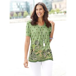 Tunikashirt Inspirationen "Shirt", Damen, Gr. 36, grün (pistazie, bedruckt), 95% Viskose, 5% Elasthan, bedruckt, geblümt, gemustert, mehrfarbig, Rundhals, Shirts