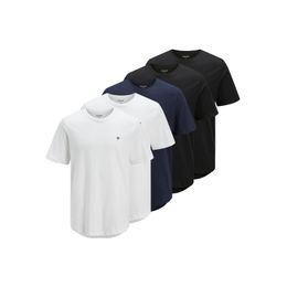 Jack & Jones Rundhalsshirt JACK & JONES "JPRBLABRODY TEE SS CREW NECK 5PK MP", Herren, Gr. S, bunt (weiß pack:with 2xweiß, 2xschwarz, 1navyblazer), Jersey, Obermaterial: 100% Baumwolle, bestickt, regular fit normal, Rundhals, Shirts