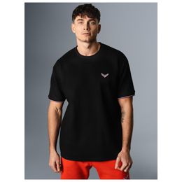 T-Shirt TRIGEMA "TRIGEMA Oversized T-Shirt in Waffeloptik", Herren, Gr. L, schwarz, 100% Baumwolle, Modisch, Shirts