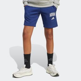 Shorts adidas Sportswear "J CLGT FT SHO", Jungen, Gr. 164, N-Gr, blau (dunkelblau, wei&szlig;), Obermaterial: 70% Baumwolle, 30% Polyester, Hosen Shorts