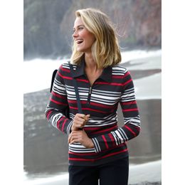 Poloshirt Casual Looks "Shirt", Damen, Gr. 36, rot (rot, schwarz, geringelt), 50% Baumwolle, 50% Modal, gemustert, gestreift, ohne Ausschnitt, Shirts