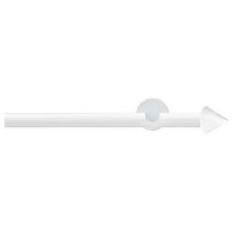 Gardinenstange Garesa "WHITE", weiß, L:400cm Ø:20mm, Eisen, Gardinenstangen, Vorhanggarnitur, Innenlauf, verlängerbar, Wandmontage, Endknopf Spitze