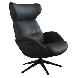 Relaxsessel FLEXLUX "Fernsehsessel More, ergonomisch, drehbar, robuster Fuß, Scandi", schwarz (deep schwarz), B:90cm H:107cm T:89cm, 100% Echtleder, Sessel, Premium Komfort, Rücken- & Kopfteilverstellung, drehbar, Fuß schwarz