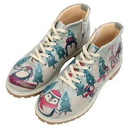 Stiefel DOGO "Shortcut Boots Winter Is Here Damen Stiefeletten", Damen, Gr. 40, Normalschaft, bunt (blau), Lederimitat, Schuhe Schnürboots Desertboots, Handgefertigt