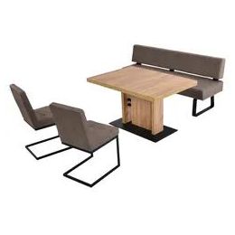 K+w Komfort & Wohnen Polsterbank K+W KOMFORT & WOHNEN "Spider II", braun (coffee 78, schwarz), B:192cm H:88cm T:67cm, Sitzbänke, Sitzsteppung, bequem durch Sandwichbauweise, Metallkufe in schwarz