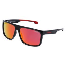 Carrera CARDUC 011/S | Herren-Sonnenbrille | Fassung: Vollrand, Quadratisch, Kunststoff, Schwarz Glänzend | Glasfarbe: Rot