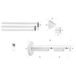 Gardinenstange Garesa "WHITE", weiß, L:270cm Ø:20mm, Eisen, Gardinenstangen, Vorhanggarnitur, Innenlauf, verlängerbar, Wandmontage, Endknopf Spitze