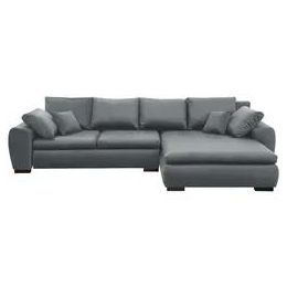 Ecksofa Home Affaire "Cara Mia L-Form, B: 325 cm", grau, B:325cm H:87cm T:183cm, Luxus-Microfaser Vintageoptik (100% Polyester);Microfaser Antiklederoptik (100% Polyester), Sofas, mit 4 Zierkissen, optional Bettfunktion & Bettkasten, Topseller