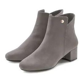 Stiefelette Lascana, Damen, Gr. 35, grau (hellgrau), Obermaterial: 100% Textilmaterial. Futter: 100% Textilmaterial. Decksohle: 100% Textilmaterial. Laufsohle: 100% Synthetik, unifarben, Klassisch, Schuhe, mit bequemen Blockabsatz, Ankle Boots, Stiefel VEGAN, Topseller