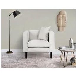 Sessel Home Affaire "Lillibeth Cocktailsessel, Loungesessel, Maße B/T/H: 90/74/83 cm", beige (creme), B:90cm H:83cm T:74cm, 100% Polyester, Sessel, Einzelsessel, Zierkissen als Wendekissen 45x45 cm, in Samtoptik oder Cord