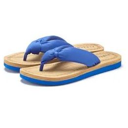 Badezehentrenner ELBSAND "Sandale, Pantolette", Damen, Gr. 35, blau, Obermaterial: 100% Textilmaterial. Futter: 100% Textilmaterial. Decksohle: 100% Synthetik. Laufsohle: 100% Synthetik, kontrastfarbene Details, Schuhe, Zehentrenner, Badeschuh ultraleicht VEGAN