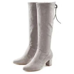 Schlupfstiefel Lascana, Damen, Gr. 36, grau, Obermaterial: 100% Textilmaterial. Futter: 100% Textilmaterial. Decksohle: 100% Lederimitat. Laufsohle: 100% Synthetik, unifarben, Modisch, Schuhe, Schlupfboots, Slouchy Boots, Slip-On, Stretch & Blockabsatz, Topseller