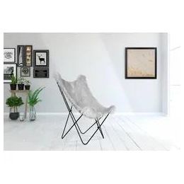 Stuhl Kayoom "Schmetterling-Stuhl Lynn 110, weicher Bezug aus Kunstfell", grau, B:71cm H:104cm T:75cm, Metall, Kunstfell, Stühle, weicher Bezug aus Kunstfell, teilweise handgefertigt