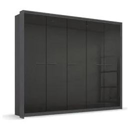 Drehtürenschrank Rauch "Kleiderschrank Schrank Garderobe Wäscheschrank Ankleide OTELI", grau (graumetallic, effektgrau hochglanz), B:230cm H:231cm T:58cm, Holzwerkstoff, Schränke, inkl. Passepartout optional mit Beleuchtung