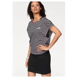 Jerseykleid Kangaroos, Damen, Gr. 32/34, N-Gr, schwarz-weiß (schwarz, grau, weiß, gestreift), Single Jersey, Obermaterial: 60% Baumwolle, 40% Polyester. Kleid: 95% Baumwolle, 5% Elasthan, geringelt, gestreift, meliert, unifarben, sehr figurbetont mini, Rundhals, Kleider, Mini-Länge, figurbetont, aus Stretch-Material