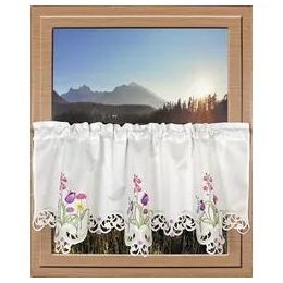 Querbehang "Blumensee" Gr. 1, bunt (grün, lila, weiß), B:120cm H:50cm, Ausbrenner, Polyester, HOSSNER - ART OF HOME DECO, Gardinen, m. Cut-Outs