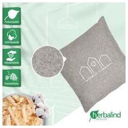 Zirbenkissen Herbalind "Happiness is Homemade - Flanell in grau 30x30 mit Reißverschluss", beige, B:30cm H:7cm L:30cm, Flanell, Funktionskissen, 100% Baumwolle mit Zirbe Füllung - Handmade in Germany