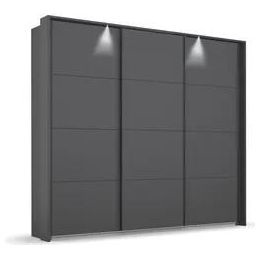 Schwebetürenschrank Rauch "Kleiderschrank Schrank Garderobe OTELI inkl. 3 Innenschubladen", grau (graumetallic), B:211cm H:233cm T:68cm, Holzwerkstoff, Schränke, inkl. Passepartout optional mit Beleuchtung