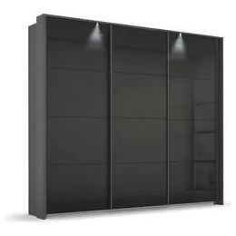 Schwebetürenschrank Rauch "Kleiderschrank Schrank Garderobe OTELI inkl. 3 Innenschubladen", grau (graumetallic, effektgrau hochglanz), B:211cm H:233cm T:68cm, Holzwerkstoff, Schränke, inkl. Passepartout optional mit Beleuchtung