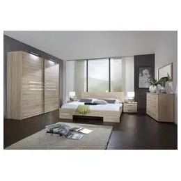 Schlafzimmer-Set wimex "Anna", braun (struktureichefarben hell), B/H: 180cm x 200cm, Schlafzimmermöbel-Sets